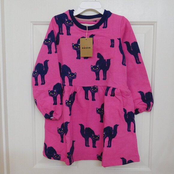 Mini Boden | Dresses | Nwt Mini Boden Tickled Pink Cat Print Sweatshirt ...